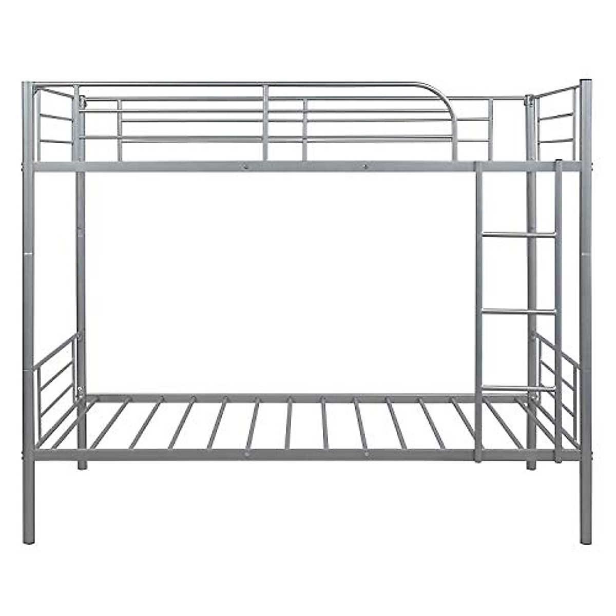Metal Bunk Bed,Twin Over Twin Heavy Duty Bed Frame with Guardrails and Ladder for Boys, Girls,Teens and Adults,Convertible to 2 Separated beds(Silver)
