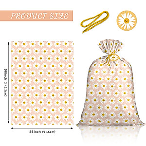 Loveinside Jumbo Large Plastic Gift Bag, Floral Design Plastic Bag with Tag and Tie for Birthday, Mother's Day, Wedding - 56" x 36", 1 Pcs - Pink Smiley Daisy