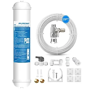 Inline Water Filter Kit for Refrigerator and Ice Maker,1/4" Quick Connect Post Carbon Filter Replacement for Reverse Osmosis Water System with Feed Water Valve,1/4" Water Line and Fittings