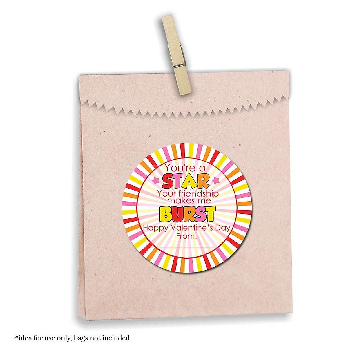 You’re a Star Fruit Chew Themed Valentine Party Favor Sticker Labels for Kids, 40 2" Party Circle Stickers by AmandaCreation, Great for Classroom Valentines, Envelope Seals, Gifts & Treats