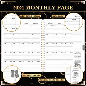 2024 Planner - Jan. 2024 - Dec. 2024, Planner 2024, 8" x 10", 2024 Planner Weekly and Monthly with Tabs + Flexible Cover + Thick Paper + Twin-Wire Binding, Daily Organizer