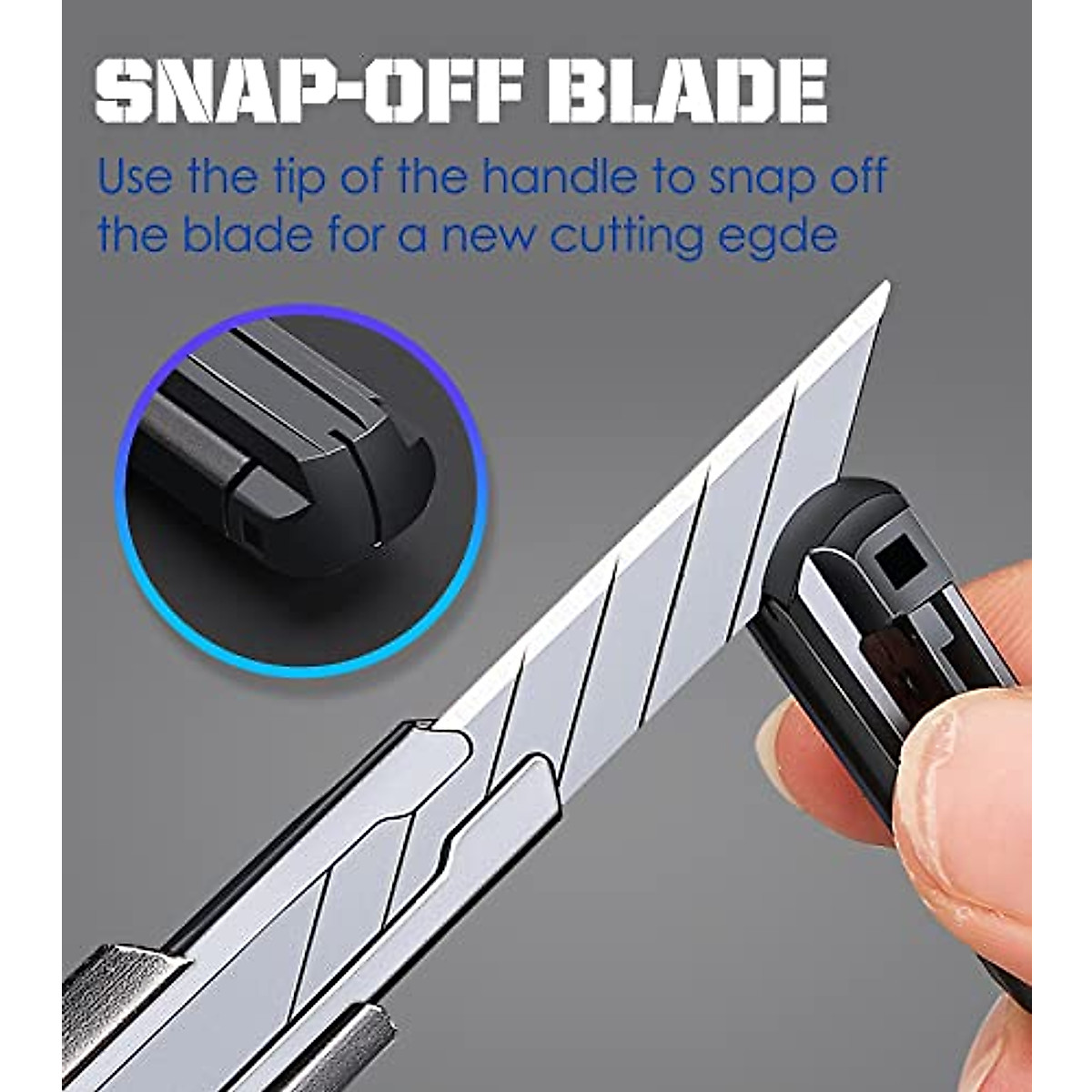 URASISTO 6 Pack Utility knife Retractable with 30 Degree Snap Off Blade Lockable Cardsharp Box Cutter Knife with Extra 20 Sharp Blades for Heavy Duty Office, Home, Arts Crafts, Hobby