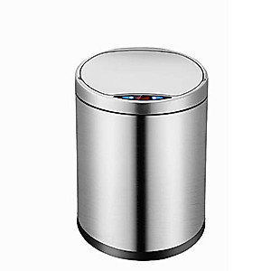 WENLII Intelligent Trash Bin Home Living Room Bedroom Kitchen Bathroom Automatic Induction Trash Can Stainless Steel Trash Can (Color : A, Size : 7L)