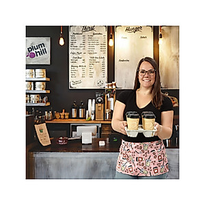 Plum Hill Coffee Server Waist Apron - Waitress Apron with 3 Pockets - Cute Half Apron for Baristas Cleaning Vendors and Teachers - Waitress Accessories