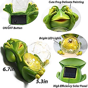 Vcdsoy Garden Frog Decor Figurines, Solar Lights Outdoor Decorative Waterproof Cute Garden Sculptures & Statues for Patio Yard Lawn Clearance Ornaments (1 Pack)