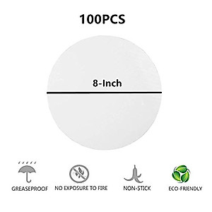 Parchment Paper Baking Circles 8 Inch Diameter, Baking Paper Liners for Baking Cakes, Cooking, Dutch Oven, Air Fryer, Cheesecakes, Tortilla Press (8inch-100Pcs)