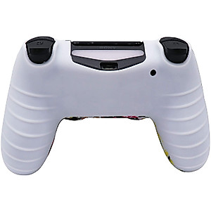 Sofunii 2pcs Skin for PS4 Controller, Anti-Slip Silicone Cover Shell Case with 8 Thumb Grip Caps, Compatible with PlaySation 4 Slim/Pro Controller DualShock 4 Gamepad (Black White)