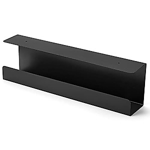 Under Desk Cable Management Tray 16.5 Inch, Sturdy Metal Cable Tray Under Desk, Desk Cord Management Tray, Under Table Cable Management Basket, Under Desk Wire Management Tray, Black 1 Pack