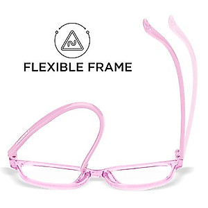 KDDOU 2 Pack Kids Blue Light Blocking Glasses for Girls & Boys 3-12, Toddler Fake Play Computer Screen Bluelight Blocker (Pink+ Purple)