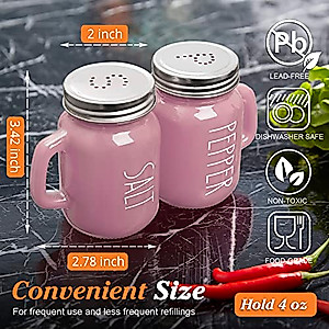 Pink Salt and Pepper Shakers Set, Bivvclaz 4 oz Glass Pink Salt Pepper Shaker Set with Stainless Steel Lid, Pink Kitchen Decor and Accessories for Home Restaurants Wedding