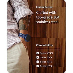 Fullmosa Compatible Apple Watch Bands 41mm 40mm 38mm 49mm 45mm 44mm 42mm, Stainless Steel iWatch Band with Case for Apple Watch Ultra2 Ultra Series 9 8 7 6 5 4 3 2 1 SE SE2, 38mm 40mm 41mm Blue