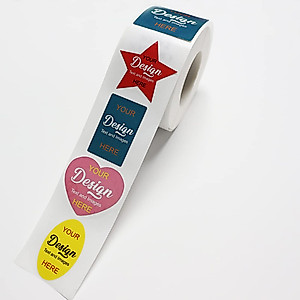 100-500 Pack Custom Stickers Personalized Labels, Customized Stickers with Any Image Logo and Text. Custom Stickers for Business Logo Thank You Labels