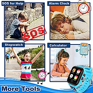 LULUDDM Kids Smart Watch Phone - IP67 Waterproof Smartwatch Boys Girls with Touch Screen 5 Games Camera Alarm SOS Call - Phone Watch Digital Wrist Watch for 3-13 Years Children Birthday Gift (Blue)