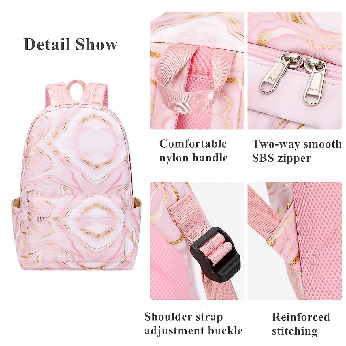 3 Piece Teen Girls Backpack Set Kids Bookbag with Lunch Box Elementary School Outdoor Bag