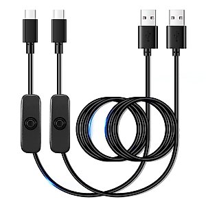 ELECTOP USB Charging Switch Cable, USB A to USB C,USB Type C Fast Charge Cable with ON/Off Switch,Compatible with Raspberry Pi 4 B, USB Desk Lamp/Fan, LED Strip String, Easy Start/Reboot(2 Pack)
