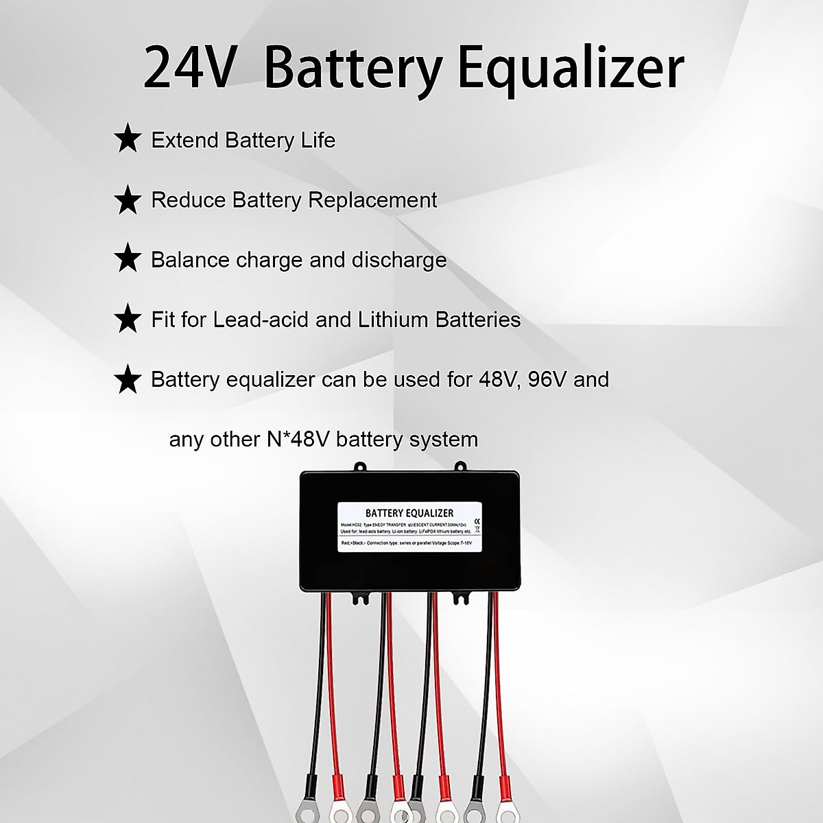 iSunergy Battery Equalizer 48V - Max 4 x 12V Battery Voltage Balancer for Gel Flood AGM Lead Acid Lithium Battery (HA02 Balancer)