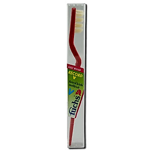 Fuchs Brushes Record V Natural Bristle Toothbrush, Adult, Medium