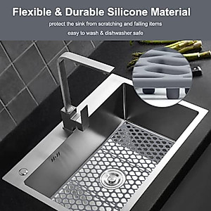 Kitchen Sink Protector, SCITURE Non-slip Sink Protector with Cuttable Center, Foldable Farmhouse Sink Protector for Stainless Steel/Ceramic Sinks, Heat Resistant Sink Mat (1 PCS, Grey, 26"x 14")