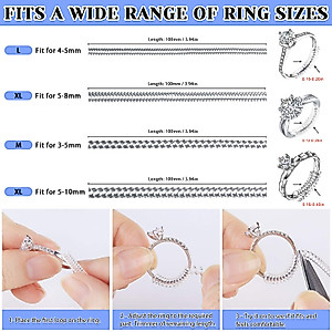 Eiito Ring Sizers for Loose Rings Invisible Ring Size Adjuster, Ring Guards for Loose Rings Fit Any Rings, 2 Styles,Insert and Spiral Ring Adjuster(16pcs)