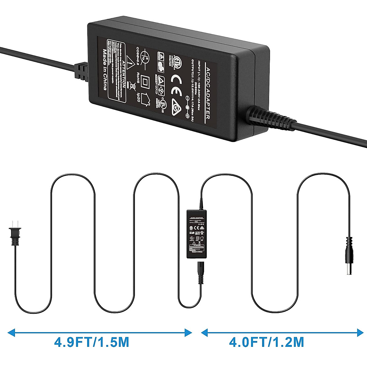 Replacment for Sceptre Monitor Power Cord 12V AC Adapter for Sceptre EC Series 32" 30" 27" 24" 22" 20" 19" 15" E248W E225W E205W E275W Screen LED-Lit & Supersonic Monitor Power Supply Cord Charger