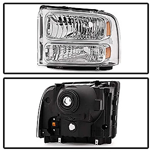 ACANII - For 1999-2004 Ford Super Duty F-250 F-350 Truck Excursion Conversion Chrome Headlights Headlamps Set Left+Right
