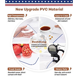 RostiKong 42 Inch Round Clear Plastic Dining Table Protector PVC Tablecloth Cover Vinyl Table Cloths Pad Waterproof Wipeable Furniture Desktop Tabletop Pad for Kitchen Room Coffee Desk Blotter Pad Mat