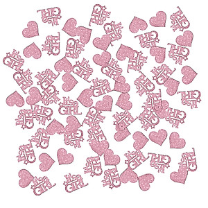 It's a Girl Confetti Pink Glitter, Baby Shower Table Confetti, Gender Reveal, Girl 1st Birthday Scatter Confetti, Girl Table Decorations Confetti, 120pcs