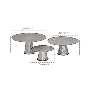 Deco 79 Metal Galvanized Cake Stand, Set of 3 9", 13", 15"W, Gray