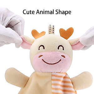 D-KINGCHY Baby Hanging Toys with Crinkle Paper, Baby Saliva Towel Toy, Infant Toys 0-12 Months, Lovey Soft Toy, Comforting Cuddle Toy for Newborn 0-1 Year Old (Deer)