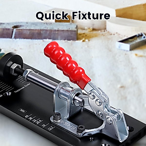 ENJOYWOOD Pocket Hole Jig System with Side Support Adjustable Drill Guide with 2 Drill Bits for Woodworking Aluminum Dowel Jig XK4S PRO