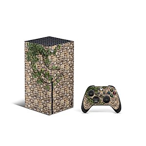 ZOOMHITSKINS Compatible with X1 Series X, Brick Stone Wall Grey Brown Tree Leaves, Durable, Bubble-Free, Made in USA
