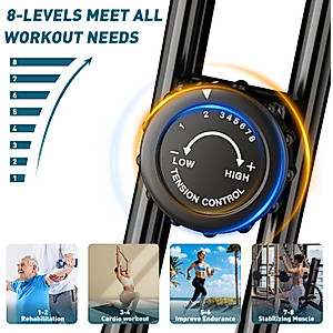 MAIBO Foldable Exercise Bike, Folding Exercise Bike Portable Upright Stationary Bike With Adjustable Seat, 8-Level Magnetic Resistance, Heart-Rate Monitor,LCD Dial for Home Gym Workout