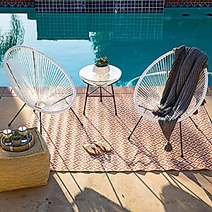 Best Choice Products 3-Piece Outdoor Acapulco All-Weather Patio Conversation Bistro Set w/Plastic Rope, Glass Top Table and 2 Chairs - White