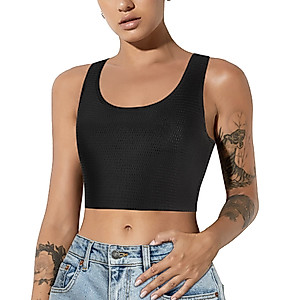 LODAY FTM Elastic Chest Binder Women Transgender Tomboy Trans Breathable Breast Binder Pullover Tank Top(Medium, Black)