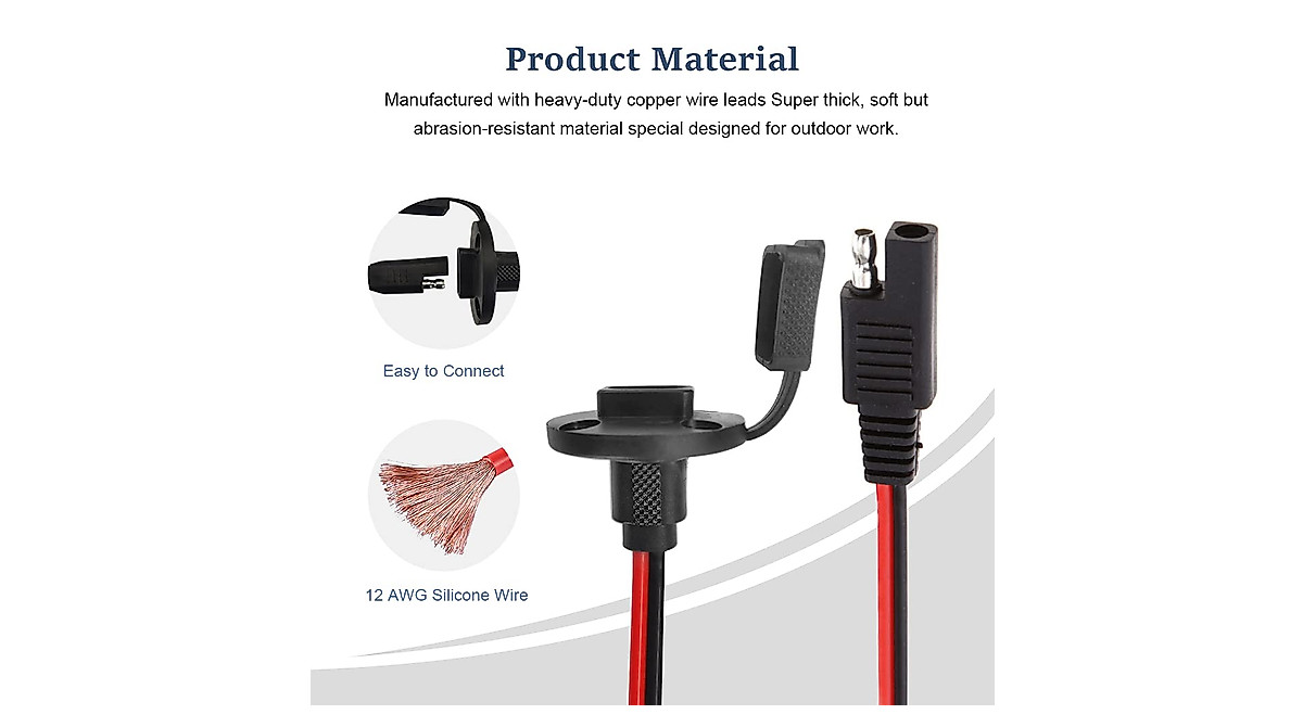 2 Pack SAE Power Socket Sidewall Port - Weatherproof SAE Connectors