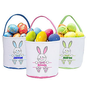 GosilenceWa Personalized Easter Basket for Girls Boys Kids with Name Large Custom Easter Baskets for Eggs Candy Gifts pink One Size