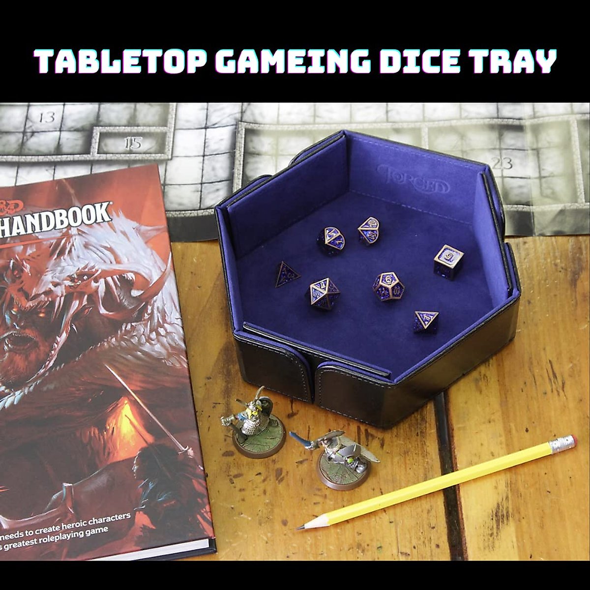 Forged Dice Co. 6.5 Inch Magnetic Folding Dice Tray - Portable Folding Dice Rolling Tray for use as DND Dice Tray D&D Dice Tray or Dice Game - Quiets Rolling Metal Dice and Folds Flat - Purple
