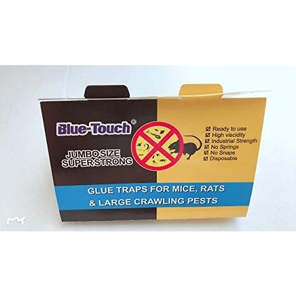 Blue-Touch Extra Large Strong Rats Glue Traps, Peanut Butter Scented Glue Boards for Mouse,Rats, mice, Snakes and Crawling pests. Jumbo Size 12.5 x5.8 inches, 1.75 OZ – 12 Traps