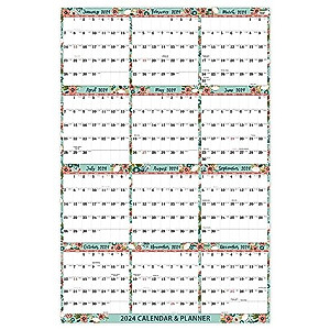 2024 Wall Calendar - Yearly Wall Calendar 2024, January 2024 - December 2024, 22.4" x 34.6", Year Calendar 2024 with Julian Date, Paper Folded Wall Calendar, Large Wall Calendar with 12 Months One Page, Vertical