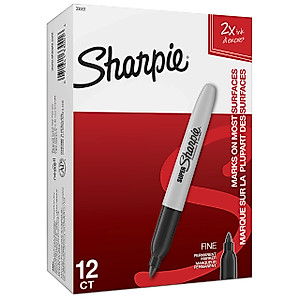 Sharpie Super Permanent Markers, Broad Fine Tip, Black, 12 Count (33001)
