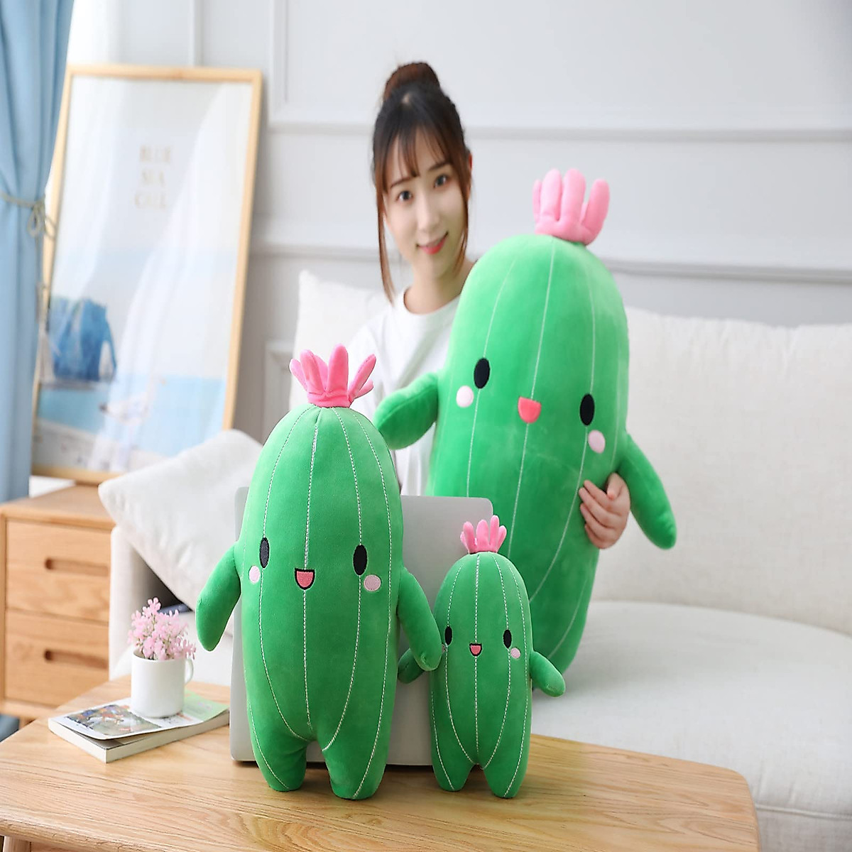 SZFJWJ Cactus Plush Stuffed Animal Cute Cartoon Cactus Pillow Soft Cactus plushie Dolls Toy Lovely Gift for KidsGiving for Birthday (Small(9.8 Inches))