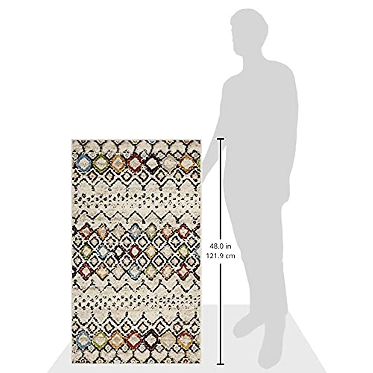 SAFAVIEH Amsterdam Collection Accent Rug - 2'3" x 4', Ivory & Multi, Moroccan Boho Design, Non-Shedding & Easy Care, Ideal for High Traffic Areas in Entryway, Living Room, Bedroom (AMS108K)