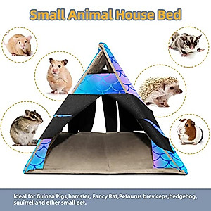 Mermaid Fish Scale Blue Pink, Guinea Pig Hideout for Small Animal Hamster Gerbils Chipmunks Squirrels Hedgehogs Guinea Pig Bed