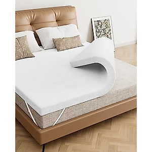 Zenzy 4" Full Extra Long Firm Memory Foam Mattress Topper, [Removable] [Washable] Cover and [Adjustable] Straps, CertiPUR-US Certified Firm Mattress Topper Full XL for Pain Relief- Dark Gray