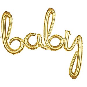 Baby 3D Script Foil Balloon- 39'' | Gold | 1 Pc.