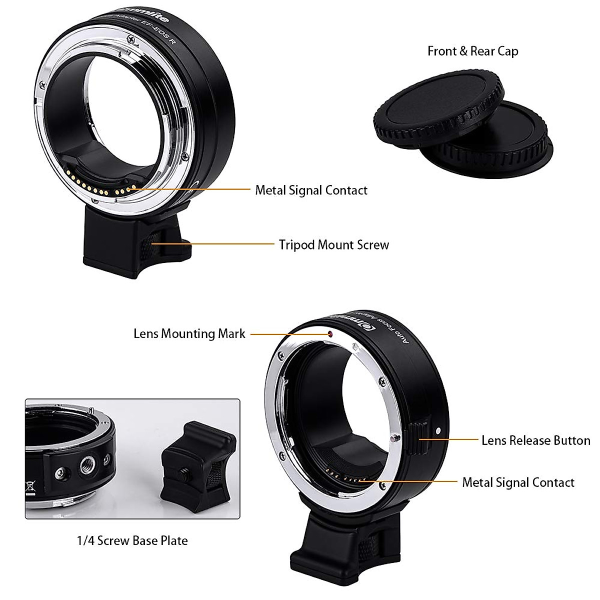 Commlite CM-EF-EOS R Lens Adapter, Electronic Auto-Focus EF to R Mount Adapter for Canon EF/EF-S Lens to EOS R, EOS RP, EOS R6, EOS R5 Series Mirrorless Cameras