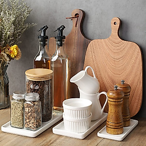 Gurygo 6" Bathroom Tray for Counter, Ceramic Vanity Tray for Bathroom, Small Rectangle Ceramic Sink Tray, Kitchen Soap Tray, Ceramic Tray for Kitchen Counter, White