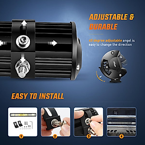 Nilight - 18005C-A 26Inch Triple Row Lights 297W 29700LM Flood Spot Combo Beam Bar Driving Boat Super Bright Led Off Road Trucks,2 Years Warranty