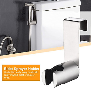 Bidet Sprayer Holder,Stainless Steel Hanging Rack Punch-Free Toilet Bidet Holder,Holder Hook Hanger for Hand Shower Toilet Bidet Sprayer,Toilet Bathroom Attachment(Sliver)
