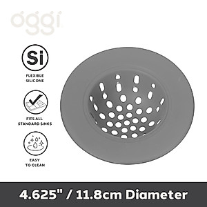 OGGI Silicone Sink Strainer- Great Kitchen Sink Strainer, Sink Drain Strainer, Drain Stopper, Sink Plug, 4.6˝ Diameter Rim, Gray